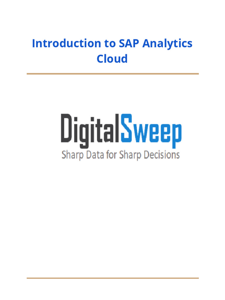 Introduction To SAP Analytics Cloud | PDF | Analytics | Cloud Computing