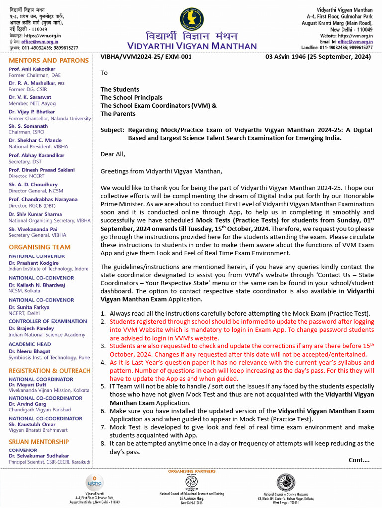 Letter With Mock Exam Instructions (27 Sep 2024) | PDF | Mobile App ...