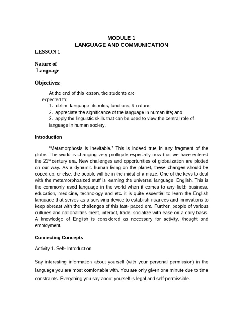 PC - MODULE-1-LESSONS123GE-PC - PDF 2 | PDF | Communication | Nonverbal ...