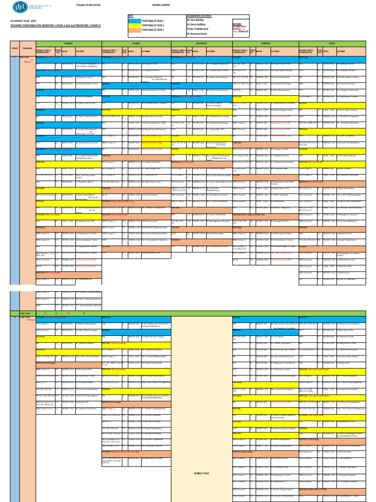 Teaching Timetable For Semester 1 & Trimester 1, Academic Year 2024 ...
