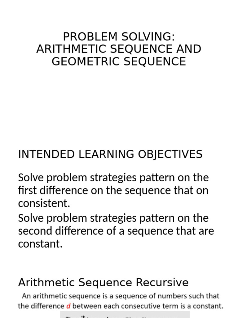 Lesson No. 3 Arithmetic and Geometric Sequence | PDF