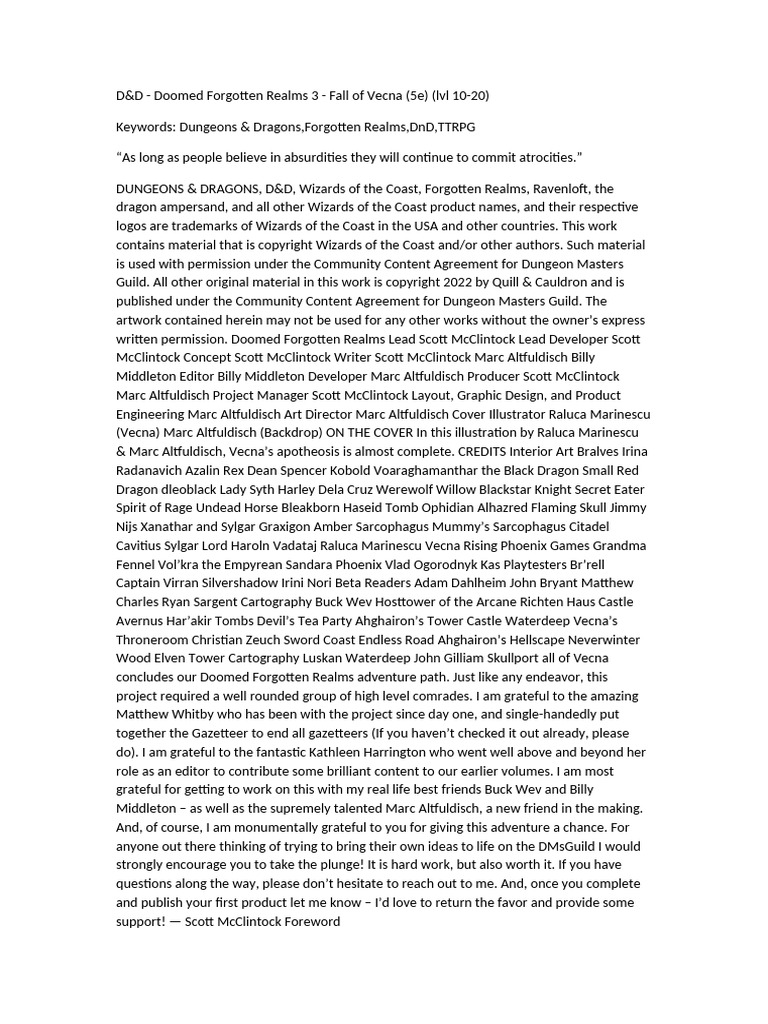 Fall of Vecna. DFR | PDF | Forgotten Realms | D20 System