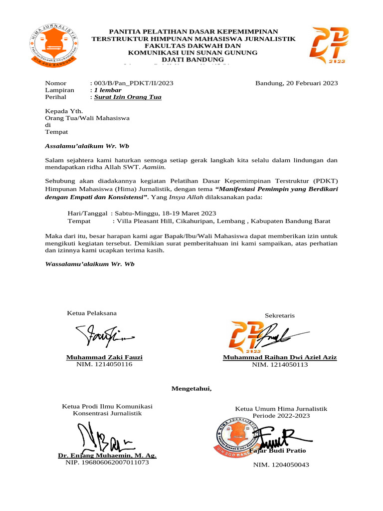 003 Surat Izin Orang Tua | PDF