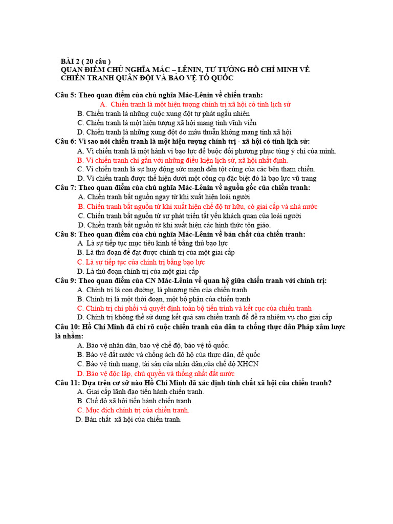 Dap An Trac Nghiem Giao Duc Quoc Phong An Ninh Hoc Phan 1 Danh Cho Sinh Vien Dai Hoc | PDF