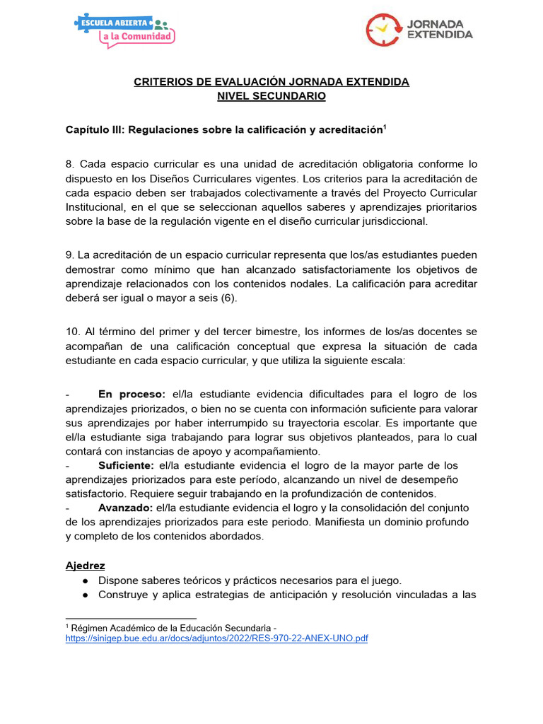Criterios de Evaluación SECUNDARIA | PDF | Evaluación | Cognición