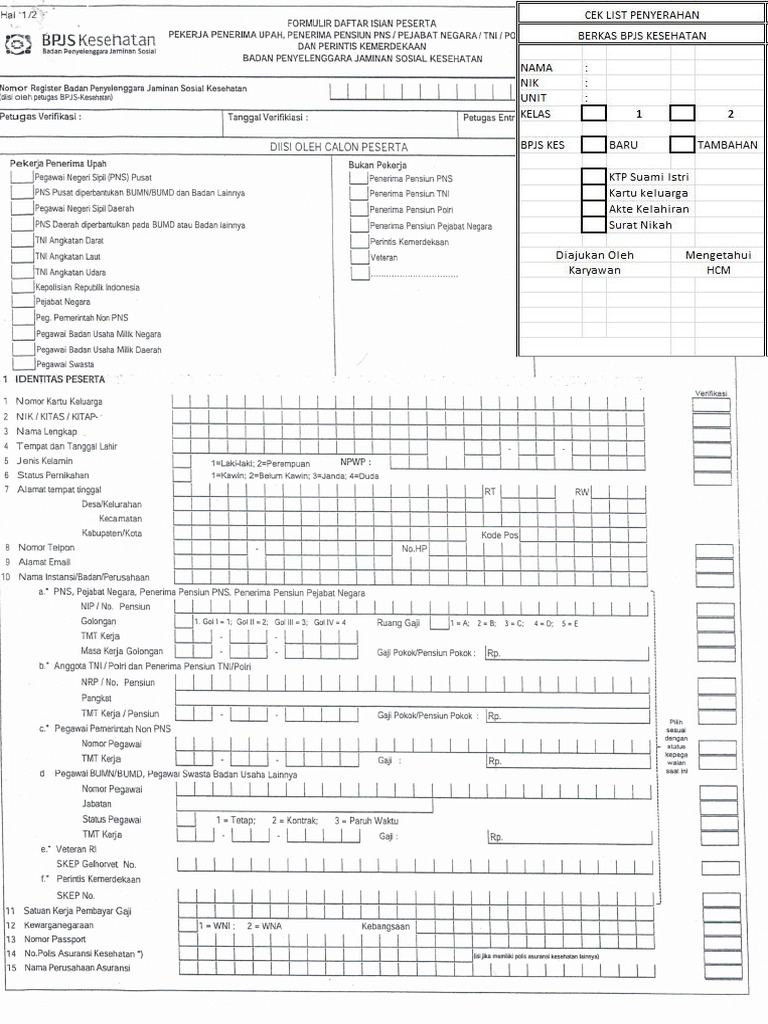 Form Pendaftaran BPJS Korporate | PDF
