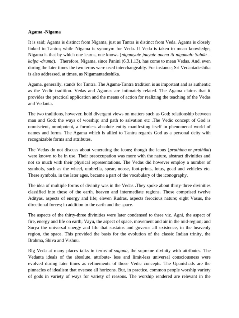 Agama & Nigama notes | PDF | Tantra | Vedas