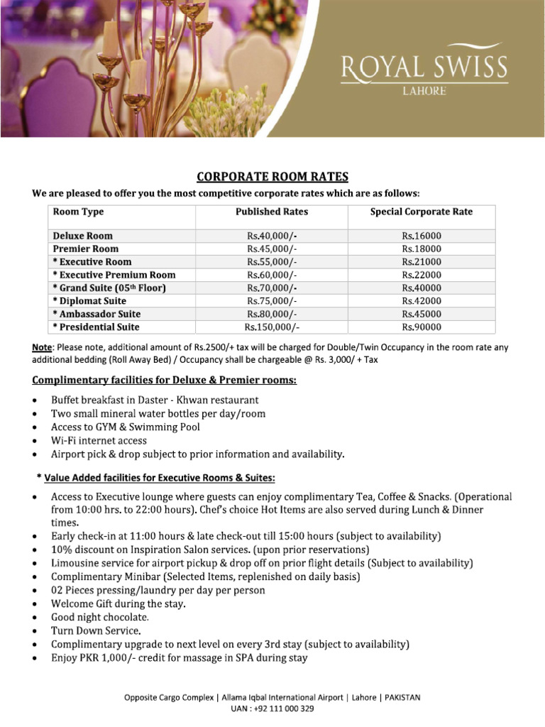 Royal Swiss Corporate Letter | PDF