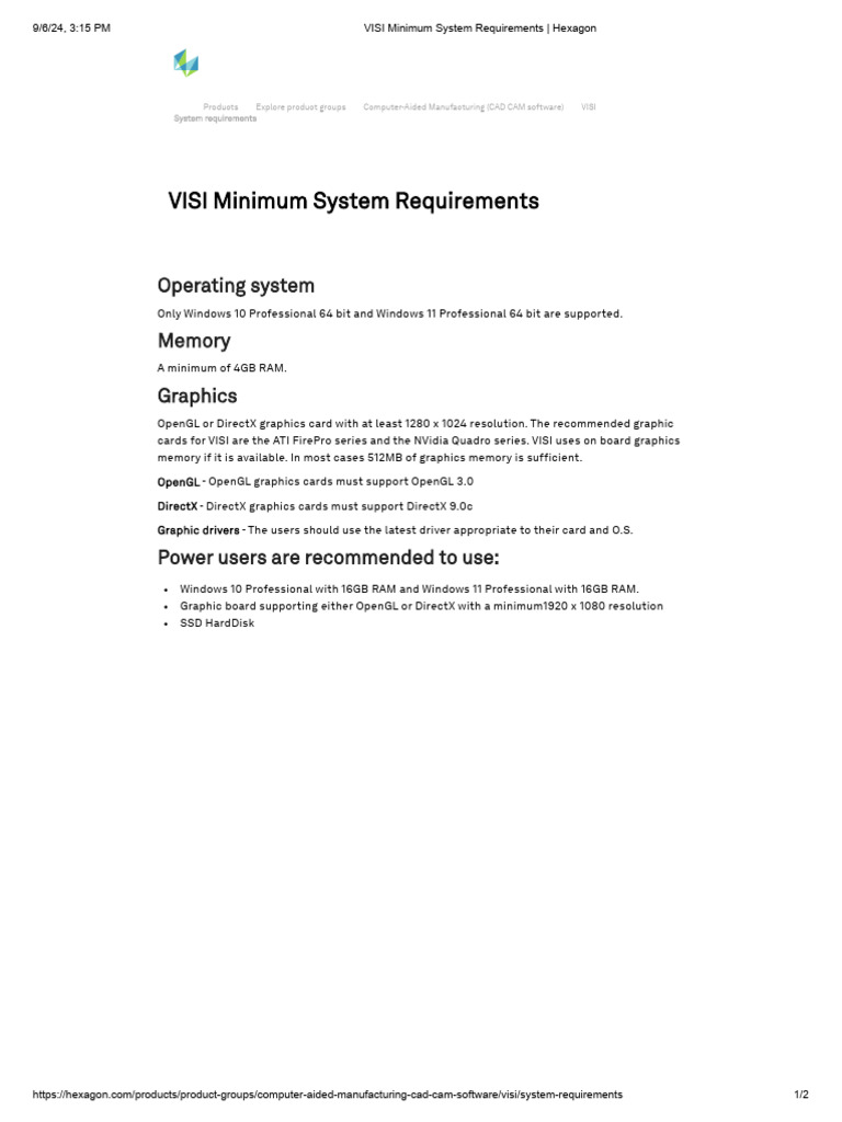 VISI Minimum System Requirements - Hexagon | PDF