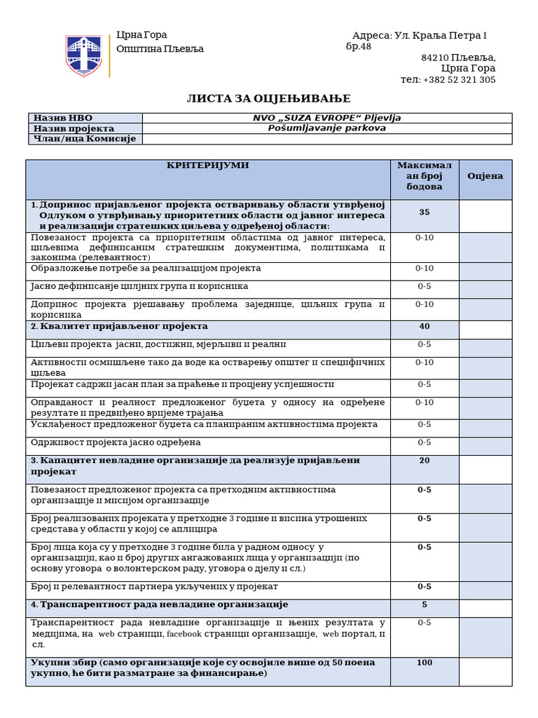 3 Lista Za Ocjenjivanje | PDF