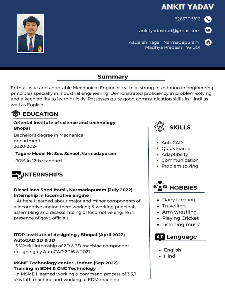 Mechanical Engineering Student Profile | PDF
