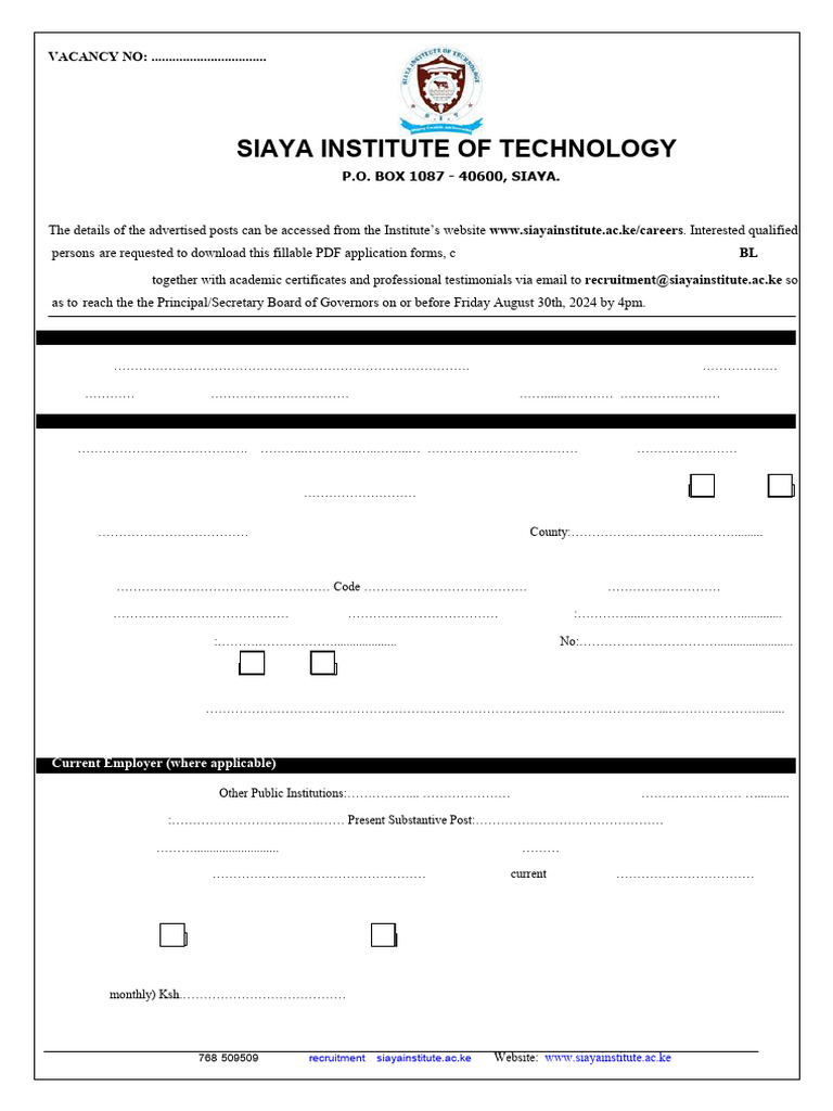 Sit Job Application Form 2024 | PDF | Academic Degree