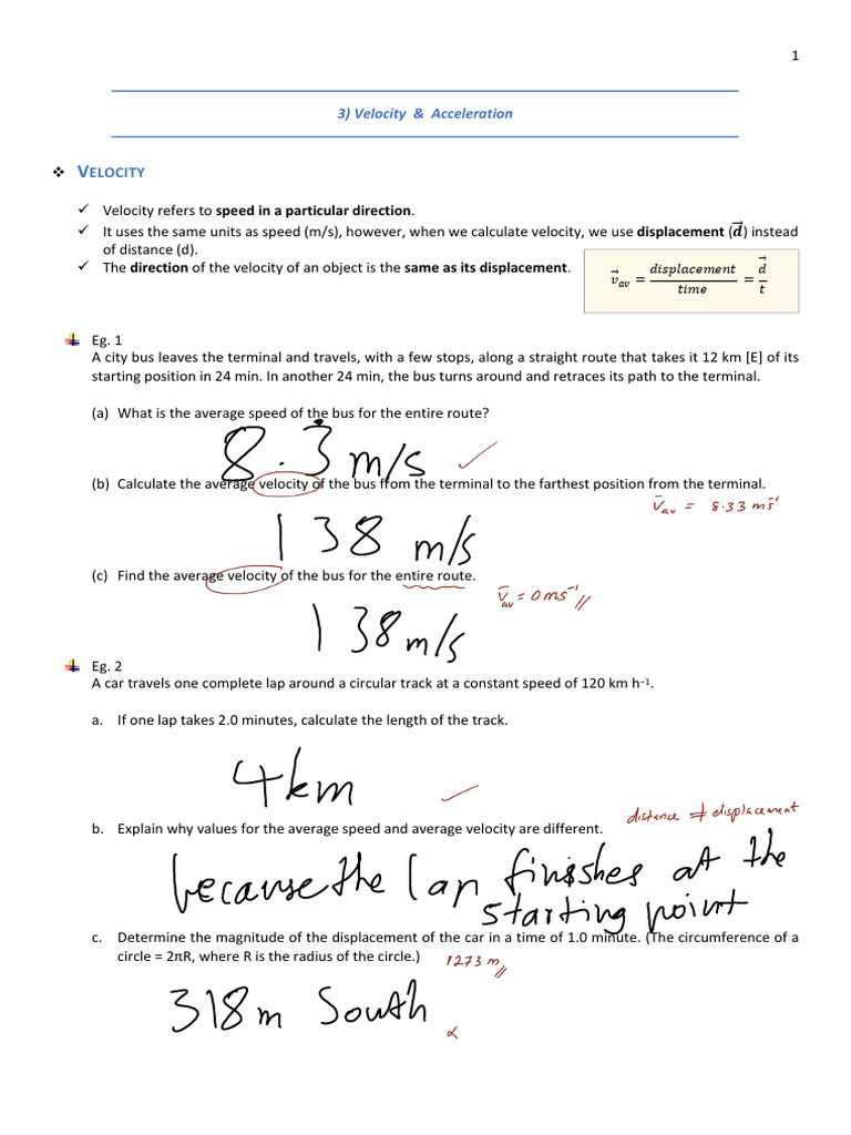 Velocity Physics Homework Corrected | PDF | Acceleration | Velocity