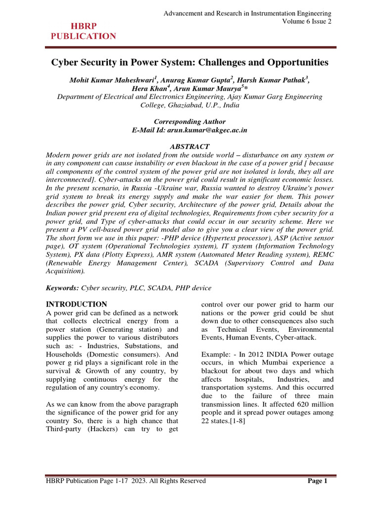 Cybersecurity Challenges In Power Grids Pdf Electrical Grid Malware