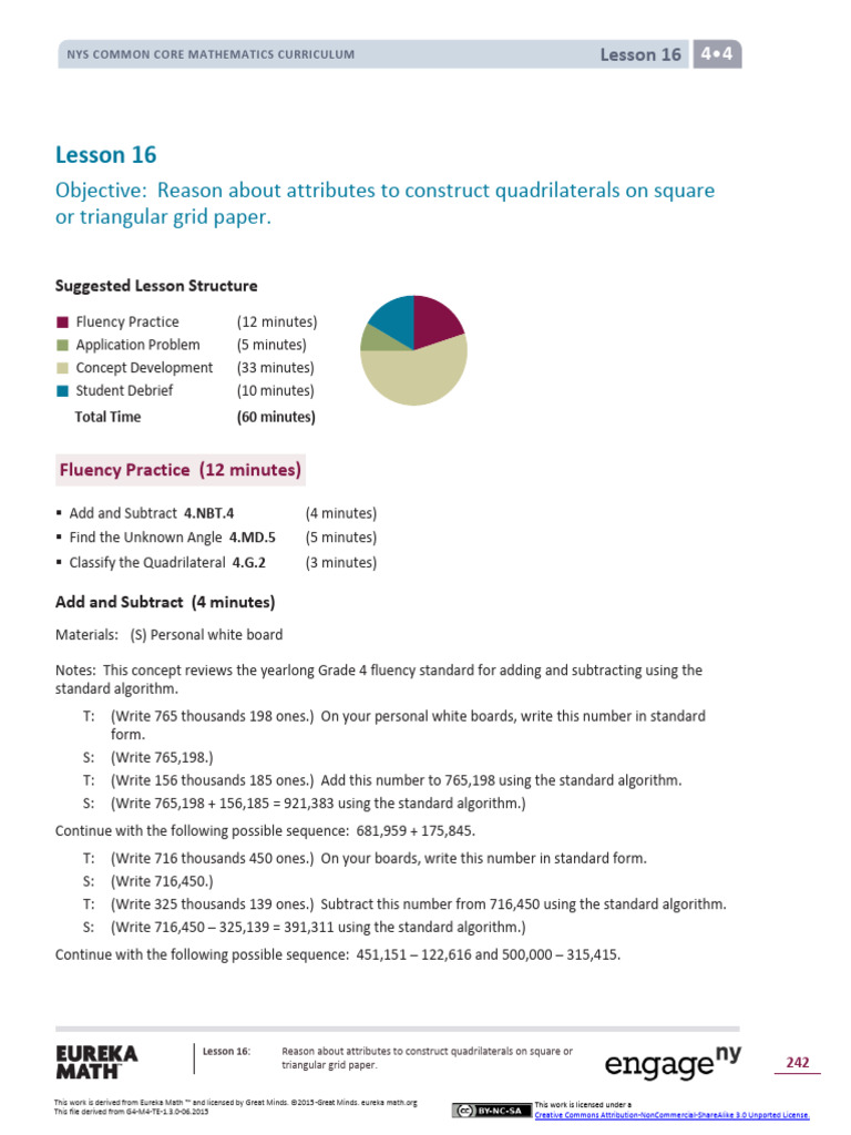 Math g4 m4 Topic D Lesson 16 | PDF | Rectangle | Triangle