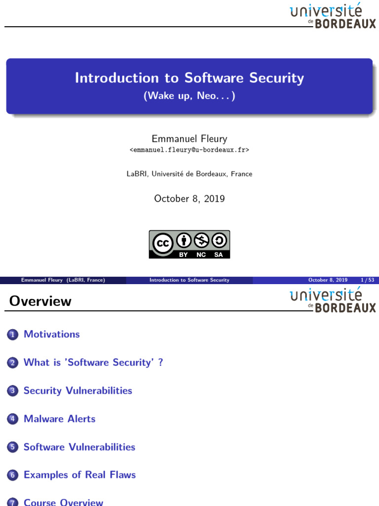 introduction_to_software_security-slides | PDF | Security | Computer Security