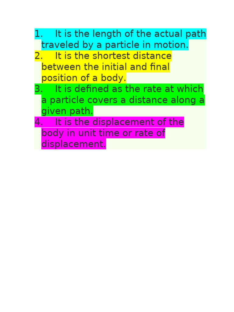 It Is The Length of The Actual Path Traveled by A Particle in Motion | PDF