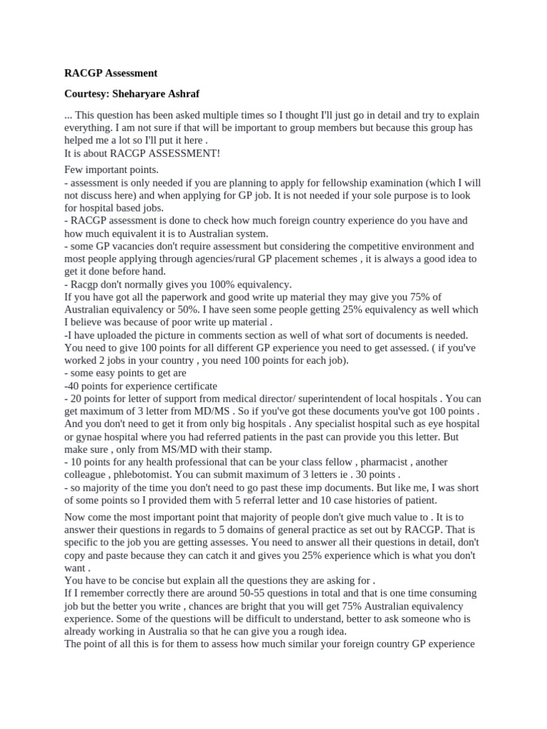RACGP Assessment (1) | PDF | Health Care | Medicine
