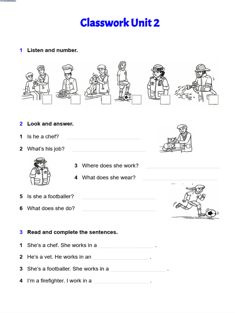 Classwork Unit 2: Listen and Number | PDF