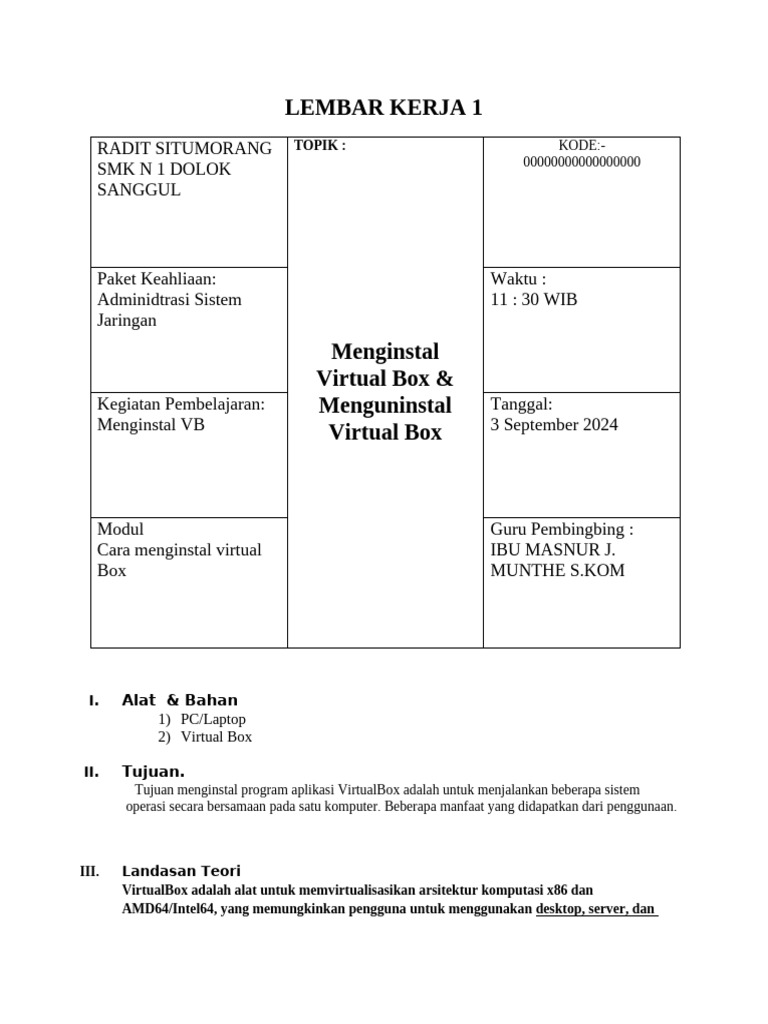 LEMBAR KERJA 1 ASJ | PDF