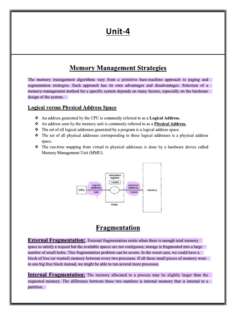 Unit-4-Memory Management - Doc - 2 | PDF