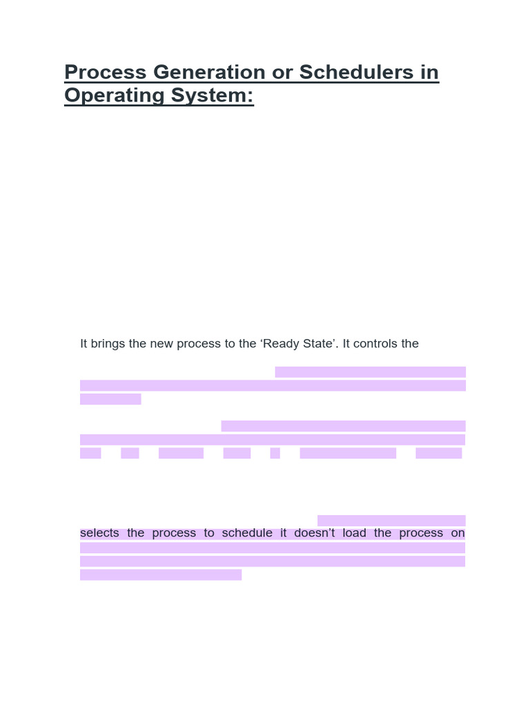 OS - Unit-2 - Process Generation or Schedulers in Operating System | PDF | Scheduling (Computing ...
