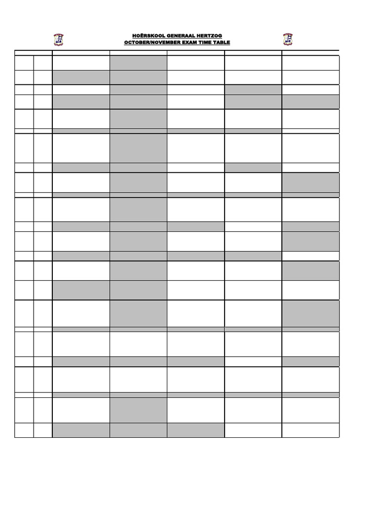 Octobernovember Exam Time Table Final | PDF