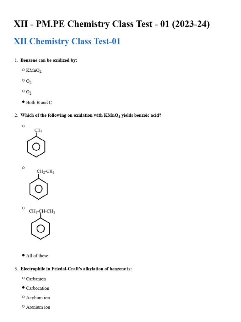 Benzene Test | PDF | Amine | Benzene