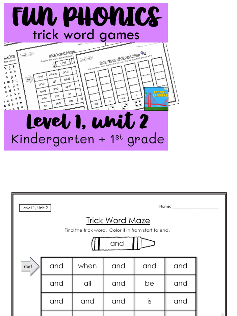 Trick Word Games: Level 1, Unit 2 | PDF | Education Theory | Reading ...