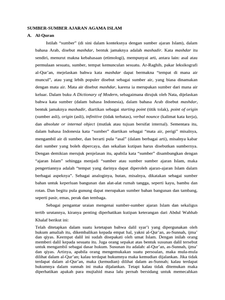 Sumber-Sumber Ajaran Islam | PDF