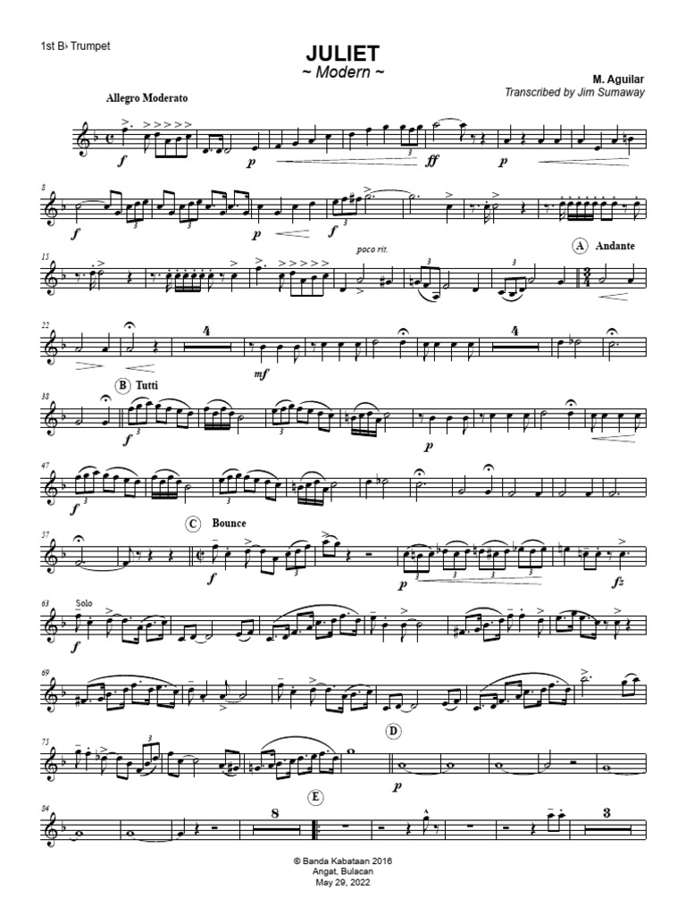 Juliet-Modern-1st-Trumpet | PDF | Musical Forms | Elements Of Music