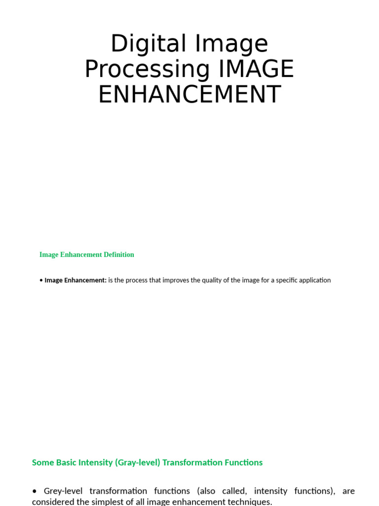 Digital Image Processing IMAGE ENHANCEMENT | PDF | Function (Mathematics) | Logarithm