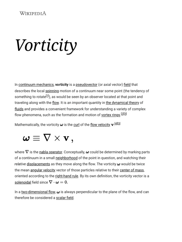 Vorticity in Fluid Dynamics | PDF | Vortices | Motion (Physics)