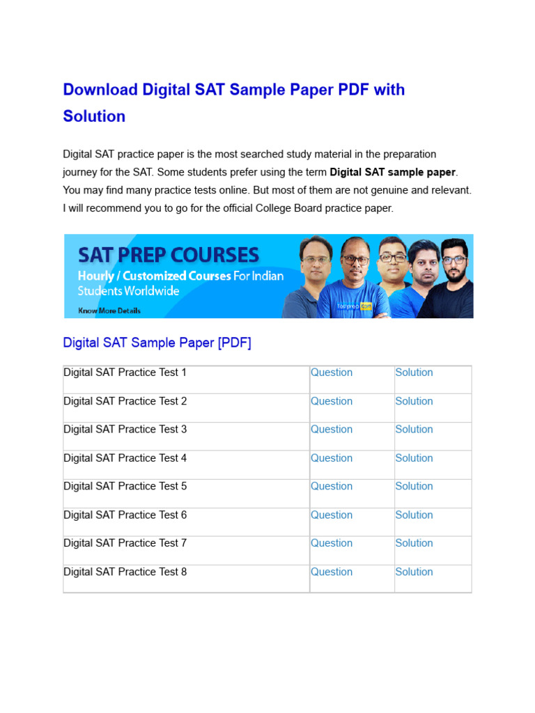 Digital SAT Sample Paper PDF | PDF | Sat