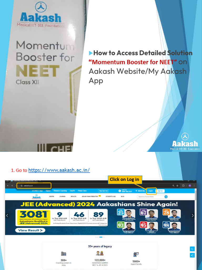 How To Access Detailed Solution "Momentum Booster For NEET" On Aakash WebsiteMy Aakash App | PDF