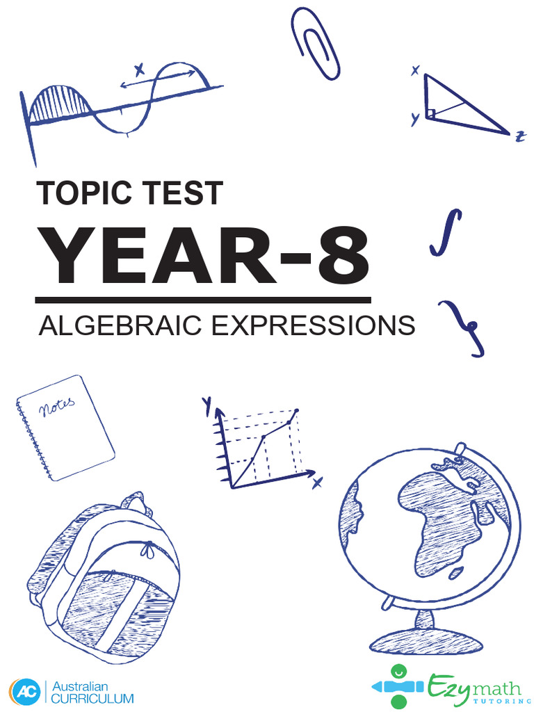 Year 8 Maths Test - Algebraic Expressions - Questions | PDF