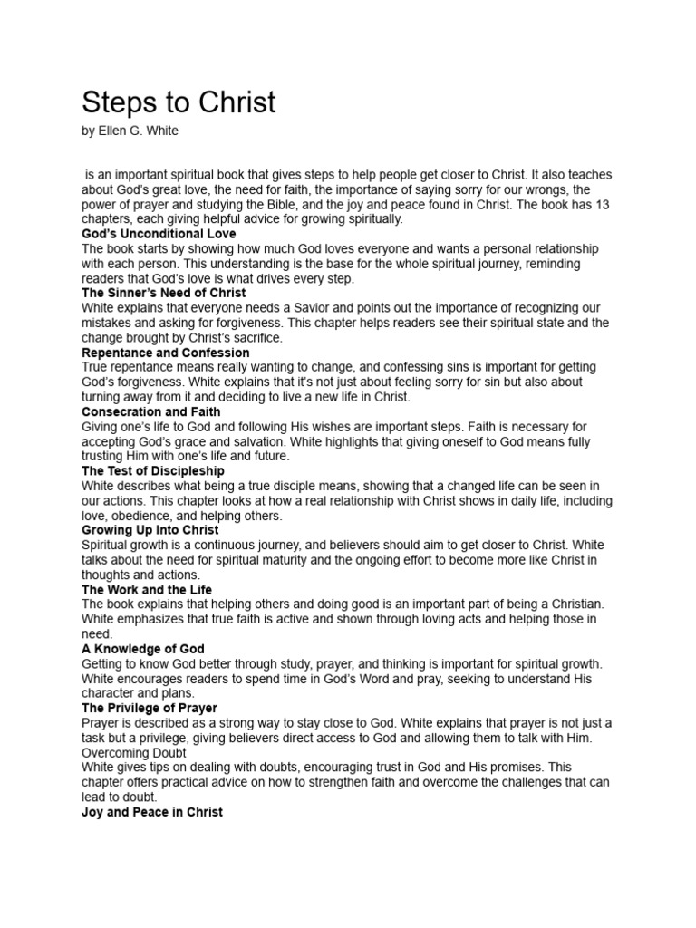 Summary of Steps to Christ | PDF | Jesus | Prayer