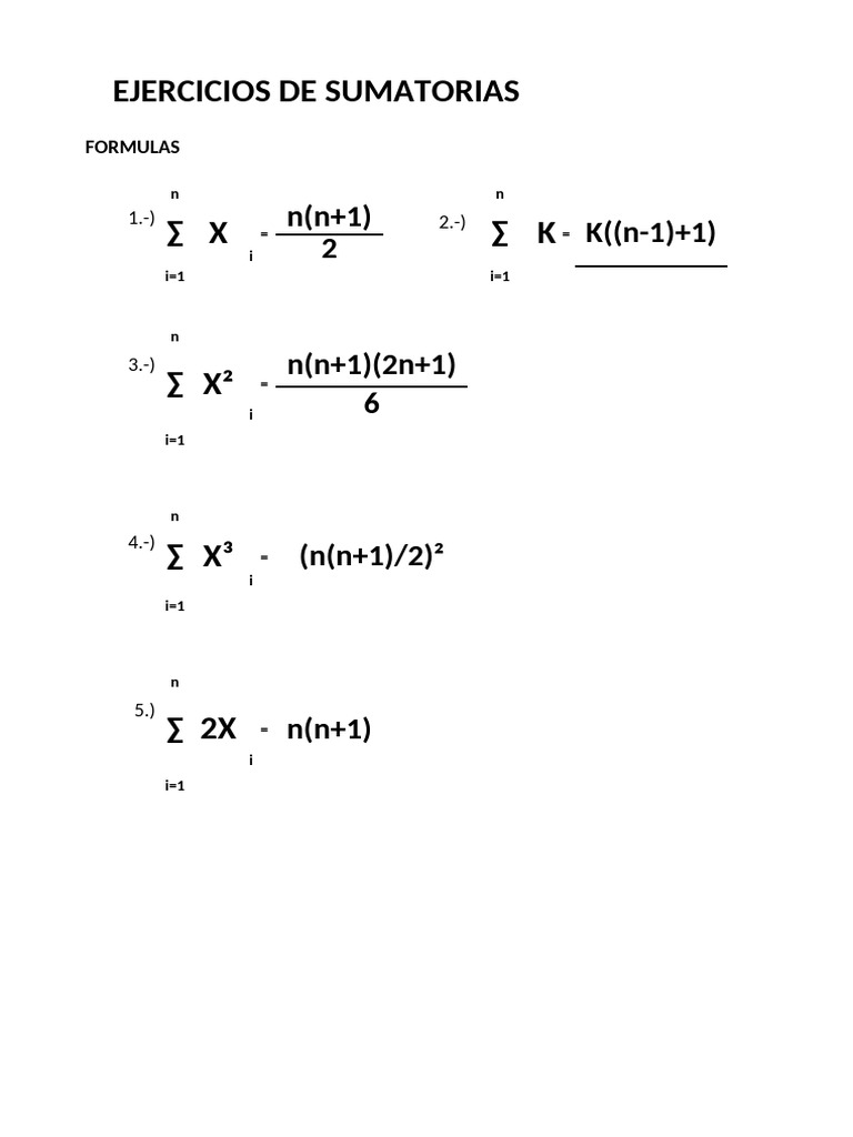 Ejercicios de Sumatorias | PDF