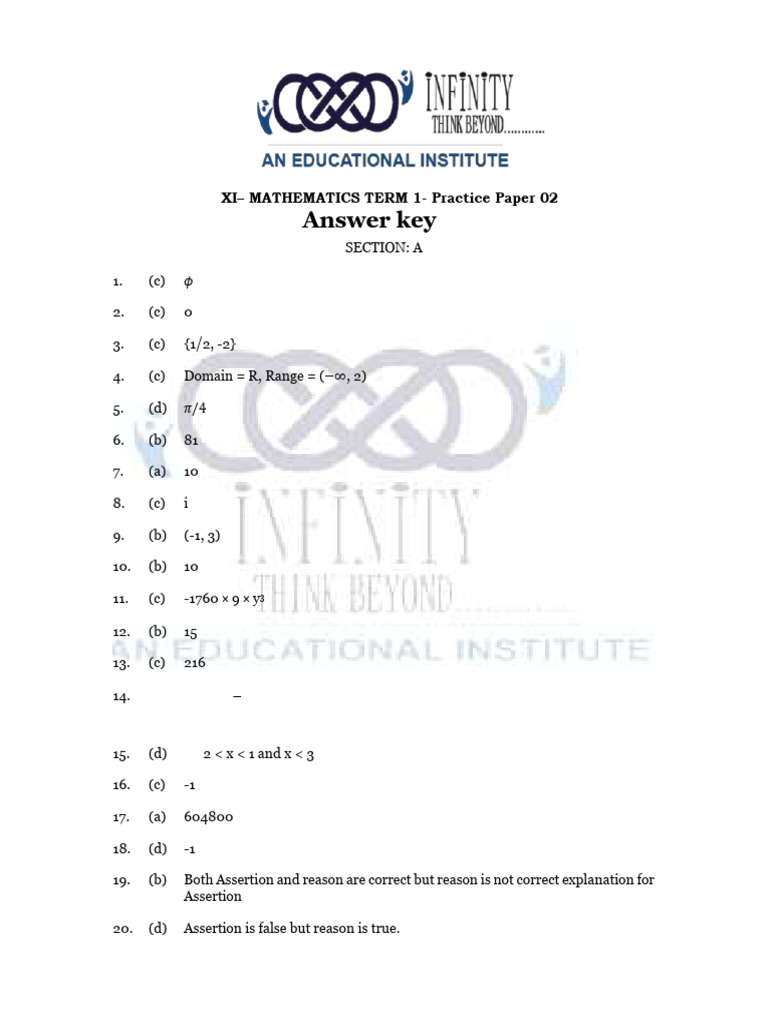 Xi MC - 2 Maths A1 | PDF | Mathematics