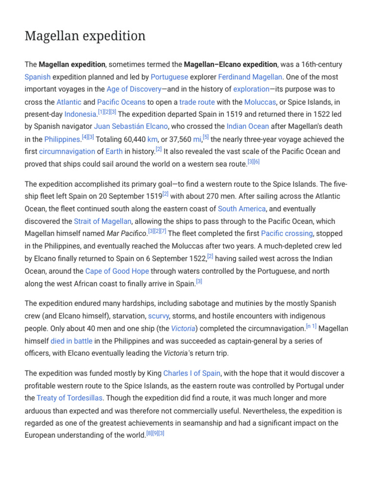 Magellan Expedition - Wikipedia | PDF | Pacific Ocean | Exploration