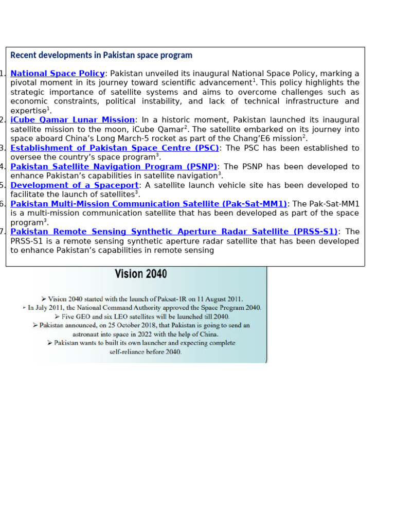 Pakistan Space Program | PDF | Nasa | Satellite