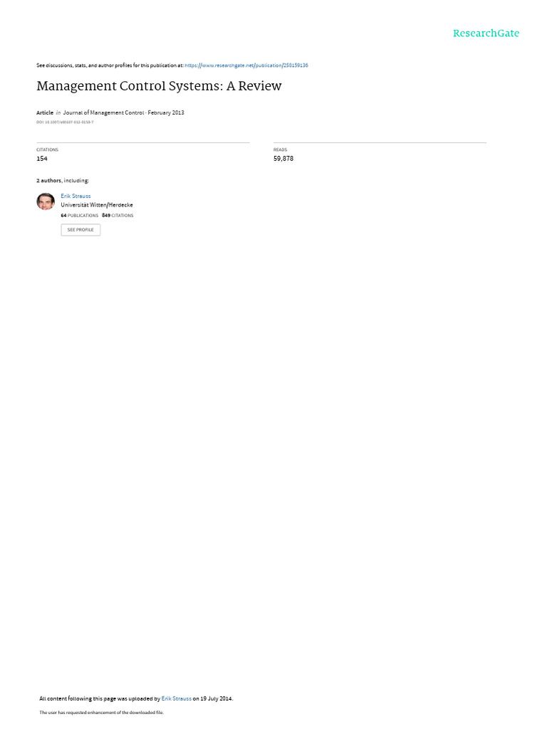 StraussZecher2013 MCS | PDF | Strategic Management | Concept