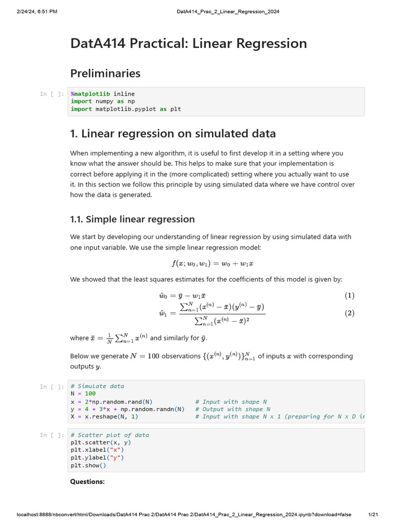 Linear Regression for Data Science Students | PDF | Mean Squared Error | Regression Analysis