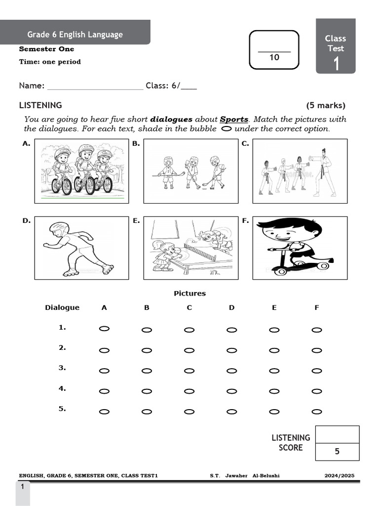 CLT-OnE Grade 6A Listening & Reading | PDF