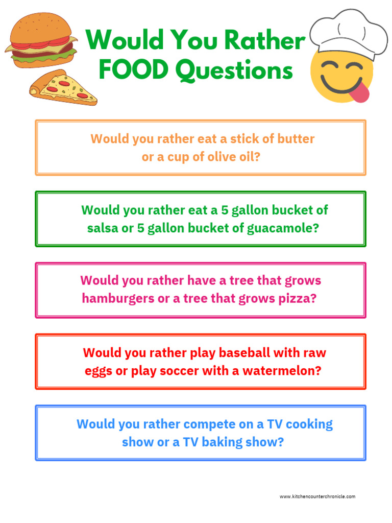 Would You Rather Food Questions | PDF | Cakes | Foods