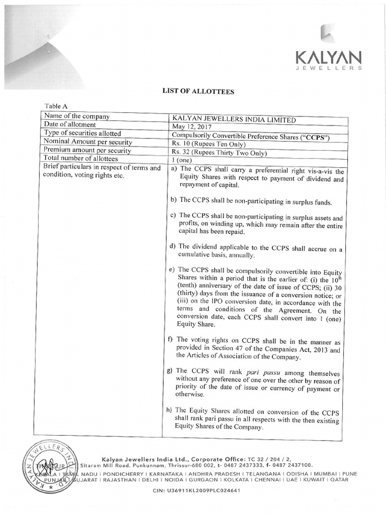 List of Allottees (Form PAS-3) | PDF