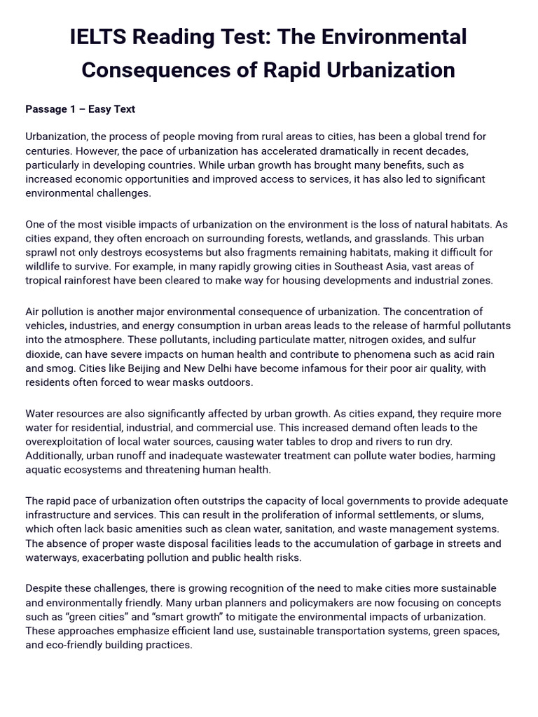 IELTS Reading Test_ the Environmental Consequences of Rapid ...