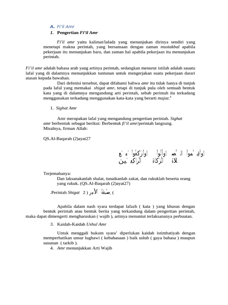 Definisi Fi'il Amr dalam Bahasa Arab | PDF