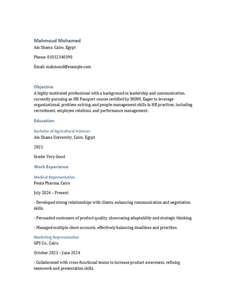 Mahmoud Mohamed Cv | PDF