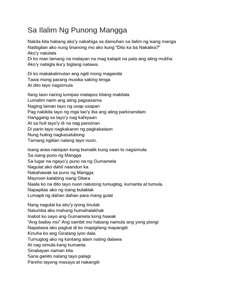 Sa Ilalim NG Punong Mangga | PDF